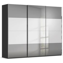 Schwebet&uuml;renschrank Rauch "Kleiderschrank Schrank Garderobe Schlafzimmerschrank SCALE-FYRA", grau (schwarz, grauspiegel, griffleisten chrom), B:271cm H:223cm T:68cm, Holzwerkstoff, Schr&auml;nke, Schwebet&uuml;renschrank, edle T&uuml;ren viergeteilt Front Spiegel-Mix viele Farben MADE IN GERMANY