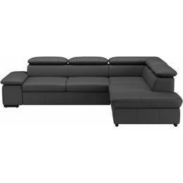 Sit & More Ecksofa SIT & MORE "Alcudia L-Form", schwarz, B:272cm H:73cm T:226cm, NaturLEDER;Spannstoff, Sofas, Ecksofa, mit Armteilverstellung, optional Kopfteilverstellung und Bettfunktion