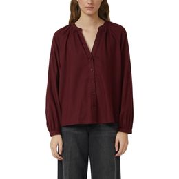 Langarmbluse s.Oliver, Damen, Gr. 42, schwarz merlot, Web, Obermaterial: 55% Baumwolle, 45% Viskose, unifarben, relaxed fit normal, V-Ausschnitt, elastischer Bund, Blusen Langarmbluse, mit Knopfleiste