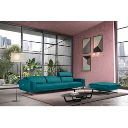 3-Sitzer Egoitaliano "Gloria, super bequem, hochwertige Verarbeitung, edles Design, Megasofa", blau (teal), B:327cm H:96cm T:109cm, Sofas, 3-Sitzer, beidseitig verstellbare R&uuml;ckenelemente, mit Designmetallf&uuml;&szlig;en