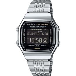 Smartwatch CASIO VINTAGE, silber (edelstahlfarben, edelstahlfarben), Smartwatches, Smartwatch, Armbanduhr, Herrenuhr, Damenuhr, Bluetooth,Stoppfunktion,Schrittz&auml;hler