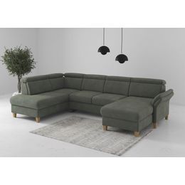 Wohnlandschaft Home Affaire "Glendale, U-Form", jungle, B:321cm H:84cm T:193cm, 90% Polyester, 10% Polyamid, Sofas, Wohnlandschaft, inkl. Kopfteilverstellung, wahlweise mit Vorziehsitz und Bettkasten