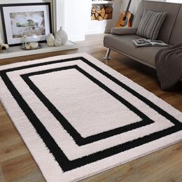 Hochflor-Teppich Sanat "Luxus 3500", schwarz (creme, schwarz), B:120cm H:30mm L:160cm, Kunstfaser, Teppiche, Hochflor-Teppich, robuster Langflor, weich, Wohnzimmer, Schlafzimmer