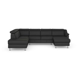 Sit & More Wohnlandschaft SIT & MORE "Freetown U-Form", schwarz, B:315cm H:84cm T:216cm, Sofas, Wohnlandschaft, Kopfteilverstellung und Federkern, wahlweise mit Bettfunktion