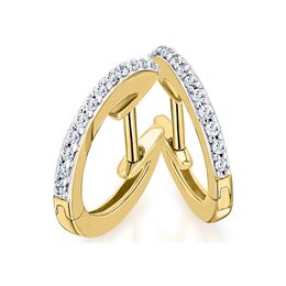 Paar Creolen ONE ELEMENT "0,15 ct Diamant Brillant Ohrringe Creolen aus 585 Gelbgold", gold, Ohrringe, Damen, Gelbgold 585, Paar Creolen