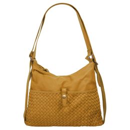 Shopper Samantha Look, Damen, Gr. B/H/T: 34cm x 32cm x 8cm onesize, gelb, Leder, Taschen Shopper, echt Leder, Made in Italy