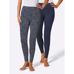 Leggings, Damen, Gr. 48/50, Normalgr&ouml;&szlig;en, blau (marine), 95% Baumwolle, 5% Elasthan, unifarben, Hosen Leggings