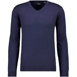 Rundhalspullover Ragman, Herren, Gr. 52, blau (marineblau), Strick, 100% Wolle, Pullover Rundhalspullover