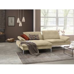 Ecksofa W.Schillig "enjoy&MORE, mit tollem Sitzkomfort, elegant und bequem, L-Form", beige (sahara s37), B:294cm H:87cm T:185cm, Chenille-Flachgewebe R66 (85% Polyester, 15% Nylon);Longlife Xtra-Leder Z59: Glattleder mit modischer Pr&auml;gung. Hautst&auml;rke 0, 9 - 1, 1 mm;Stoff S37 (100% Polyester), Sofas, Ecksofa, mit Sitztiefenverstellung, F&uuml;&szlig;e silber matt, Breite 294 cm