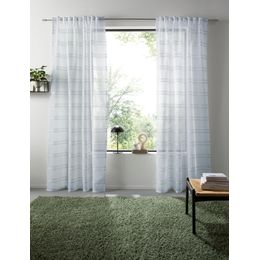 Gardine OTTO HOME "Sirii", gr&uuml;n, B:140cm H:145cm, Polyester, Polyester, Gardinen, Gardine, Halbtransparent, angenehme Haptik, mit Querstreifen, modern