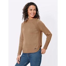 Strickpullover Casual Looks "Pullover", Damen, Gr. 36, braun (camel), 50% Baumwolle, 50% Polyacryl, unifarben, Pullover Strickpullover