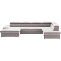 Sit & More Wohnlandschaft SIT & MORE "Alcudia U-Form", silber, B:349cm H:73cm T:226cm, 98% Polyester, 2% Polyamid, Sofas, Wohnlandschaft, wahlweise mit Bettfunktion