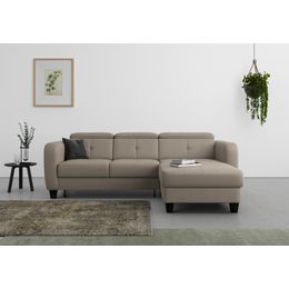 Sit & More Ecksofa SIT & MORE "Belluci L-Form", braun (savannah), B:247cm H:85cm T:170cm, Sofas, Ecksofa, inklusive Federkern, wahlweise mit Bettfunktion und Bettkasten