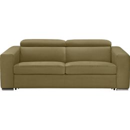 Schlafsofa Egoitaliano "Cabiria, Design und super Sitz- und Liegekomfort", gr&uuml;n (pistazie), B:226cm H:97cm T:103cm, Luxus-Micofaser Lederoptik (100% Polyester) ist ein neues technisches Gewebe mit einem visuellen und taktilen Aspekt, der dem Nubuk sehr nahe kommt, mit innovativen Eigenschaften. Seine au&szlig;erordentliche Weichheit kommt von einem exklusiven Produktionsprozess, der Unreinheiten und Unr