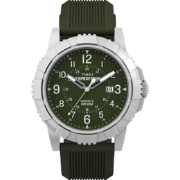 Quarzuhr Timex "RIDGE", gr&uuml;n (khaki), Armbanduhren, Herren, Quarzuhr, Armbanduhr, Herrenuhr,Silikonarmband,Datum, Leuchtzeiger
