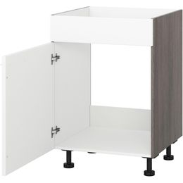 Sp&uuml;lenunterschrank KOCHSTATION "KS-Trea SPBL50", wei&szlig; (wei&szlig;, eichefarben grau), B:50cm H:75cm T:56cm, Schr&auml;nke, Sp&uuml;lenunterschrank, Breite 50 cm, H&ouml;he 75 cm