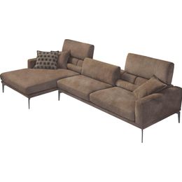 Ecksofa Egoitaliano "Masu, Design trifft sensationellen Sitzkomfort", braun (mud), B:277cm H:95cm T:157cm, Luxus-Micofaser Lederoptik (100% Polyester) ist ein neues technisches Gewebe mit einem visuellen und taktilen Aspekt, der dem Nubuk sehr nahe kommt, mit innovativen Eigenschaften. Seine au&szlig;erordentliche Weichheit kommt von einem exklusiven Produktionsprozess, der Unreinheiten und Unregelm&auml;&szlig;ig