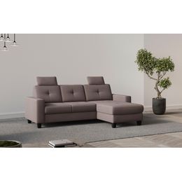 Ecksofa Home Affaire "Varese", grau (taupe), B:239cm H:91cm T:164cm, 90% Polyester 10% Polyamid, Sofas, Ecksofa, wahlweise mit Bettfunktion und Bettkasten