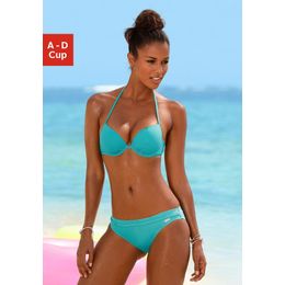 Push-Up-Bikini-Top Buffalo "Happy", Damen, Gr. 40, Cup C, blau (t&uuml;rkis), Microfaser, Polyamid, unifarben, Bikini-Oberteile Push-Up-Bikini-Top, in mehreren Trendfarben