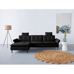 Ecksofa Home Affaire "Birkholm L-Form", schwarz, B:267cm H:83cm T:174cm, 98% Polyester 2% Polyamid, Sofas, Ecksofa, Armlehnverstellung, auch in Easy Clean Bezug - mit Wasser zu reinigen