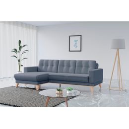 Sit & More Ecksofa SIT & MORE "Lavida L-Form", blau, B:279cm H:90cm T:167cm, 100% PES, Sofas, Ecksofa, wahlweise mit Kippfunktion und Bettkasten