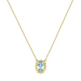 Goldkette Luigi Merano "Collier mit einem Edelstein, Gold 375", blau, Halsketten, Damen, Gelbgold 375, Goldkette