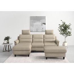 Sit & More Ecksofa SIT & MORE "Far&ouml; L-Form", beige, B:234cm H:90cm T:168cm, Sofas, Ecksofa, inklusive Federkern, wahlweise mit Bettfunktion und Bettkasten