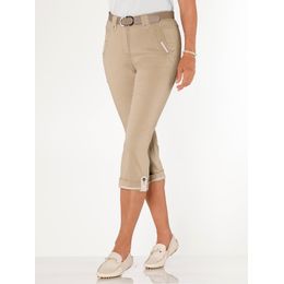 Caprijeans Casual Looks, Damen, Gr. 20, Kurzgr&ouml;&szlig;en, beige, 98% Baumwolle, 2% Elasthan, unifarben, 3/4-L&auml;nge, Jeans Caprijeans