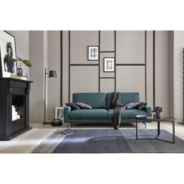 2-Sitzer "CR.450, Designsofa, Loungesofa", blau (ozeanblau 062, 72), B:164cm H:85cm T:95cm, NaturLEDER OSKAR (echtes Rindsleder);Jacquard-Flachgewebe Diane 1 Q2 (55% Polyacryl 45% Polyester), CREATION BY ROLF BENZ, Sofas, 2-Sitzer, Armlehne niedrig, Fu&szlig; chromfarben gl&auml;nzend, Breite 164 cm