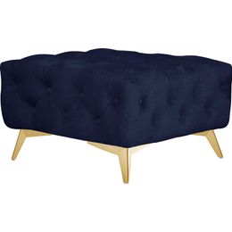 Polsterhocker Home Affaire "Glynis", blau (deep ocean), B:80cm H:45cm T:80cm, Struktur (100% Polyester);Samtoptik (100% Polyester), Hocker, Polsterhocker, aufw&auml;ndige Knopfheftung, moderne Chesterfield Optik, Fu&szlig;farbe w&auml;hlbar