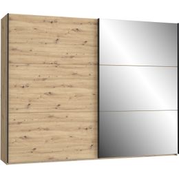 Schwebet&uuml;renschrank FORTE "Trondheim, Kleiderschrank mit Spiegel, Industrial Design, 2-T&uuml;ren", braun (artisan eiche, spiegel), B:269,9cm H:210,5cm T:62,8cm, Schr&auml;nke, Schwebet&uuml;renschrank, Holzdekor: Artisan Eiche