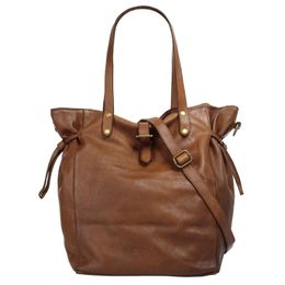 Shopper FORTY, Damen, Gr. B/H/T: 33cm x 30cm x 23cm onesize, braun (cognac), Leder, leicht gl&auml;nzend, unifarben, Taschen Shopper, echt Leder, Made in Italy