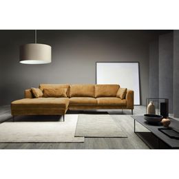 Ecksofa Trendmanufaktur "Luzi, wahlweise mit Schlaffunktion & Bettkasten. OTTOs Choice, L-Form", orange (golden orange), B:280cm H:80cm T:168cm, 100% Polyester, Sofas, Ecksofa, Designsofa mit tollem Sitzkomfort, Metallf&uuml;&szlig;e schwarz, Breite 280 cm