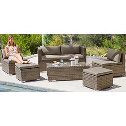 Gartenlounge-Set Merxx "Vigo", beige (natur), Obermaterial: 100% Polyester. F&uuml;llung: 100% Polyurethan, Sitzm&ouml;bel-Sets, Gartenlounge-Set