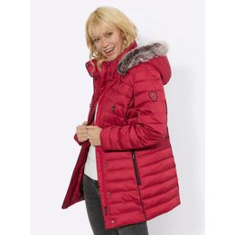 Anorak Casual Looks, Damen, Gr. 18, rot (rot, kirsche, gemustert), 100% Polyester, Fellimitat:87% Polyacryl, 13% Polyester, gemustert, mehrfarbig, Jacken Anorak