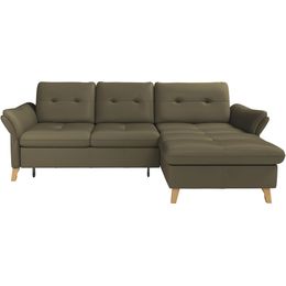 Sit & More Ecksofa SIT & MORE "G&ouml;teborg", gr&uuml;n (olive), B:268cm H:90cm T:176cm, Sofas, Ecksofa, Sitztiefenverstellung und Federkern, wahlweise mit Bettfunktion