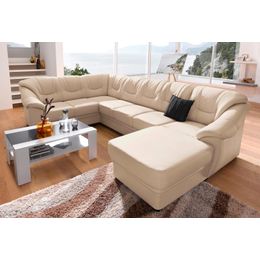 Sit & More Wohnlandschaft SIT & MORE "Savona U-Form, B: 320 cm", beige (creme), B:320cm H:90cm T:211cm, Luxus-Kunstleder;Primabelle-Microfaser;NaturLederKorpus ist mit passendem Luxus-Kunstleder bezogen. Bitte beachten Sie, dass Lederbez&uuml;ge mehr N&auml;hte aufweisen als Stoffbez&uuml;ge;Struktur, Sofas, Wohnlandschaft, optional Bettfunktion, Federkern