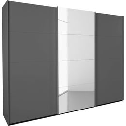 Schwebet&uuml;renschrank Rauch "Kleiderschrank Schrank Garderobe W&auml;scheschrank KEPAN", grau (graumetallic), B:270cm H:210cm T:62cm, Holzwerkstoff, Schr&auml;nke, Schwebet&uuml;renschrank, inkl. Schubladen-Einsatz und extra Einlegeb&ouml;den MADE IN GERMANY