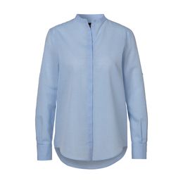 Klassische Bluse BOSS Orange "Befelize Premium Damenmode", Damen, Gr. 46, blau (light, pastel blau450), Web, Obermaterial: 60% Baumwolle, 40% Lyocell, unifarben, regular fit h&uuml;ftbedeckend, Rundhals, verstellbar Manschette, Blusen Klassische Bluse, Chambray Qualit&auml;t, Stehkragen