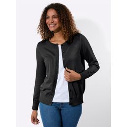 Strickjacke Casual Looks, Damen, Gr. 52, schwarz, 100% Baumwolle, unifarben, Strickjacken Strickjacke