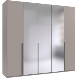Kleiderschrank wimex "Mugano,in 5 Breiten,2 H&ouml;hen,2 Tiefen, viele Farben, Made in Germany", schwarz (saharagrau, griffe schwarz), B:225cm H:208cm T:58cm, Holzwerkstoff, Schr&auml;nke, Kleiderschrank, mit langen Griffen aus Metall, mit oder ohne Spiegel