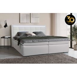 Boxspringbett Collection AB "30 Jahre Jubil&auml;ums-Modell Athena", wei&szlig;, B:193cm L:208cm, Holzwerkstoff, Spanplatte, Komplettbetten, Boxspringbett, in H2,H3 & H4, wahlweise mit LED-Leiste