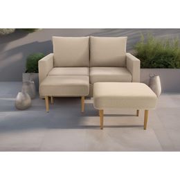 2-Sitzer DOMO collection "Slunce, Outdoor-Raumwunder", beige, B:170cm H:95cm T:105cm, 100% Olefin, Sofas, 2-Sitzer, 2-Sitzer inkl. 2 Hocker, Outdoor geeignet