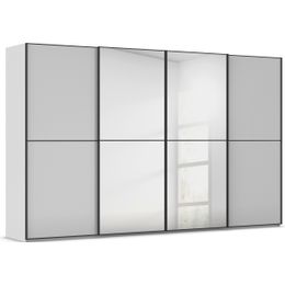 Schwebet&uuml;renschrank Rauch "Kleiderschrank Schrank Garderobe Schlafzimmerschrank SCALE-DUO", grau (seidengrau, glas seidengrau, griffleisten schwarz), B:360cm H:223cm T:68cm, Holzwerkstoff, Schr&auml;nke, Schwebet&uuml;renschrank, edle zweigeteilte T&uuml;ren Spiegel/Glas-Mix 3 Zierleisten MADE IN GERMANY