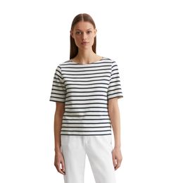 Marc O'Polo T-Shirt MARC O'POLO, Damen, Gr. XS, bunt (multi, muted blau), Jersey, Obermaterial: 100% Baumwolle, U-Boot-Ausschnitt, Shirts T-Shirt, geringelt, U-Boot-Ausschnitt, gerade schnitten