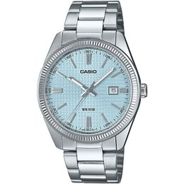 Quarzuhr, silber (silberfarben, hellblau), CASIO TIMELESS COLLECTION, Armbanduhren, Damen, Quarzuhr, Armbanduhr, Damenuhr, Herrenuhr, Edelstahlarmband, analog, Tag