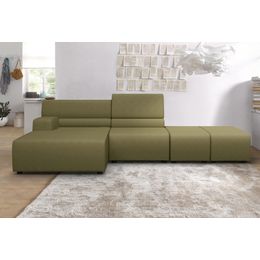 Ecksofa Egoitaliano "Babouche, Designsofa mit au&szlig;ergew&ouml;hnlichem Sitzkomfort zum Wohlf&uuml;hlen", gr&uuml;n (pistazie), B:384cm H:80cm T:98cm, Luxus-Micofaser Lederoptik (100% Polyester) ist ein neues technisches Gewebe mit einem visuellen und taktilen Aspekt, der dem Nubuk sehr nahe kommt, mit innovativen Eigenschaften. Seine au&szlig;erordentliche Weichheit kommt von einem exklusiven Produktionsprozess, der Unr
