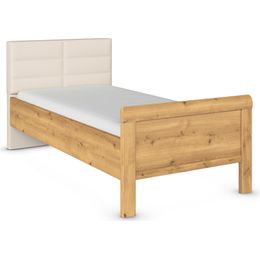 Bett Rauch "Bett Einzelbett Stollenbett EVELYN", braun (asteiche), B:109cm H:100cm L:214cm, Betten, Bett, in Komforth&ouml;he mit Polsterkopfteil in elegantem Stil MADE IN GERMANY