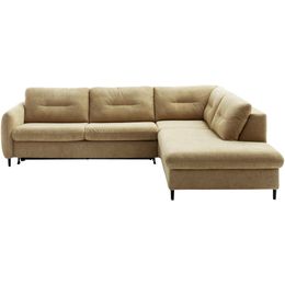 Ecksofa Home Affaire "Clevina, L-Form mit Kaltschaummatratze", pistachio, B:266cm H:84cm T:218cm, 100% Polyester, Sofas, Ecksofa, L&auml;ngsschl&auml;fer mit echter Dauerschl&auml;ferfunktion & flexibel stellbar