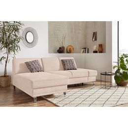Ecksofa "Clio L-Form", beige (creme), B:246cm H:89cm T:165cm, Sofas, Ecksofa, wahlweise mit Bettfunktion oder Vorziehsitz und Bettkasten, Federkern